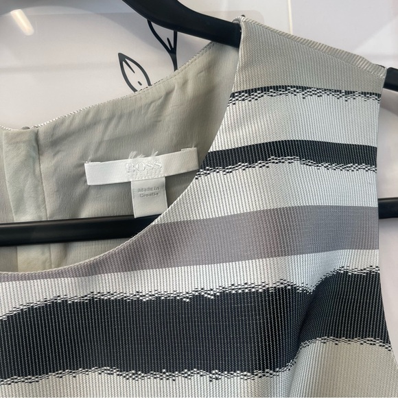 Hugo Boss | Dresses | Hugo Boss Diljana Elegant Striped Dress In Gray ...